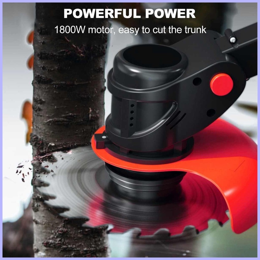 1800W Cordless Grass Cutter Machine Adjustable Lawn Mower Home Push ...