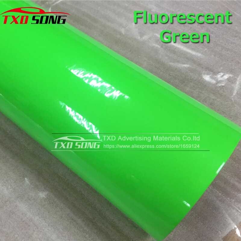New e Glossy Fluorescent Green Vinyl Sticker Sa air free bubble ...