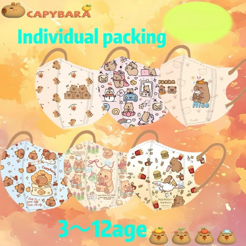 10PCS Cartoon Capybara Kids Disposable Face Masks Anti-Dust Pollution ...