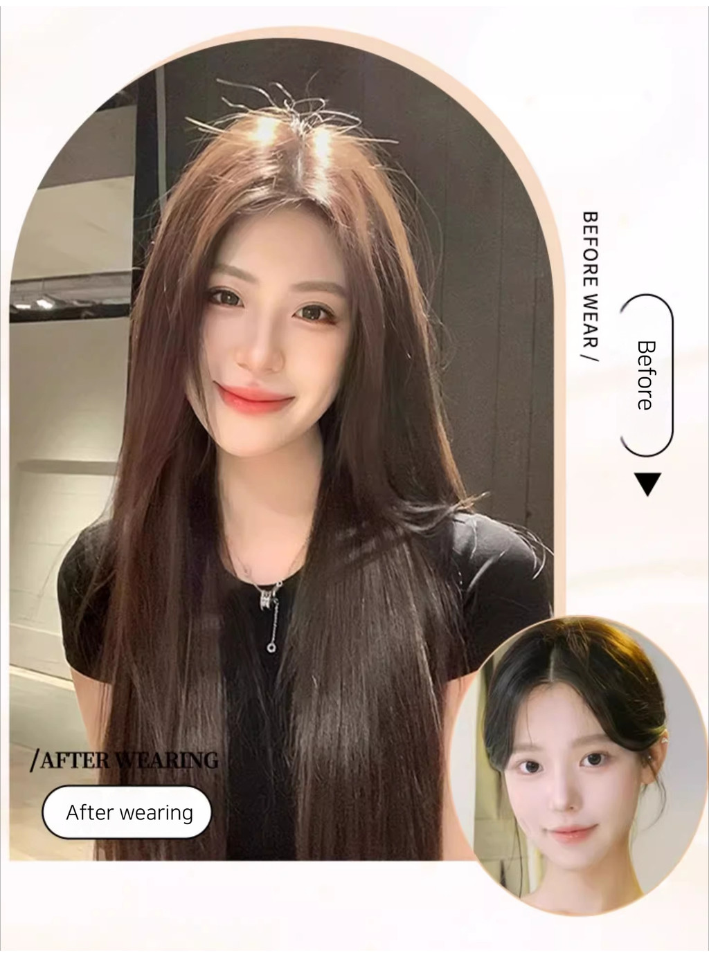 Korean Full Head Wigs for Woman Long Hair Natural Black Brown Long ...