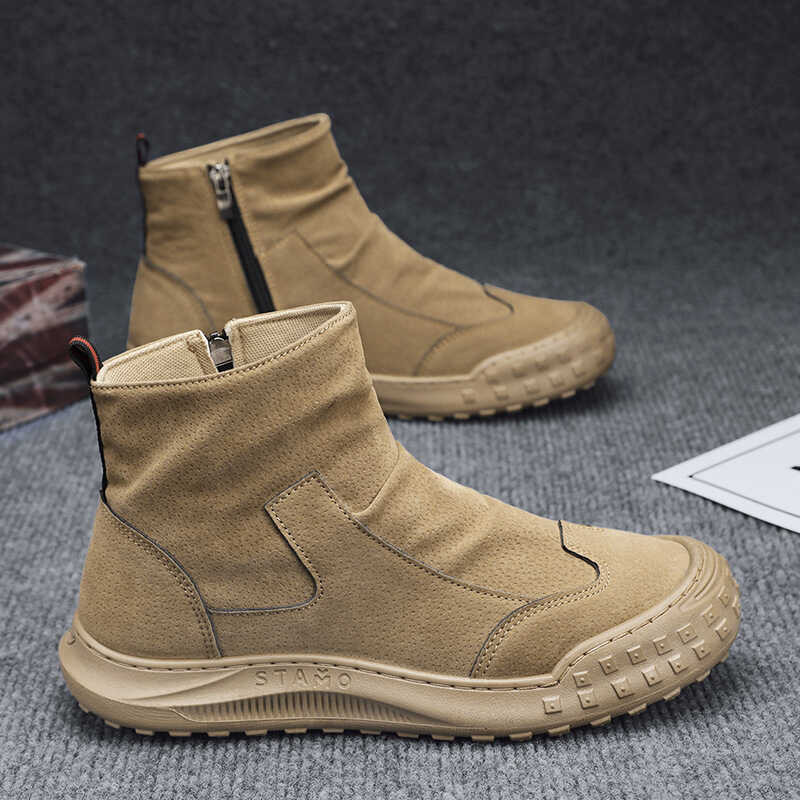 2024 New Autumn Side Zipper Martin Boots Men's Laceless British Style ...