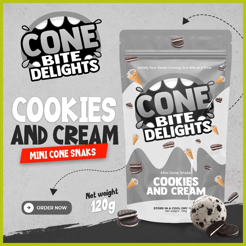 ☀️ ☢ CONE BITE DELIGHTS Cone Tip Bite-size Snack 120g 12- 14pcs per ...