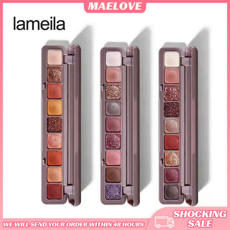 9 Colors Lameila Matte/Shimmer Eyeshadow Palette Long-Lasting ...
