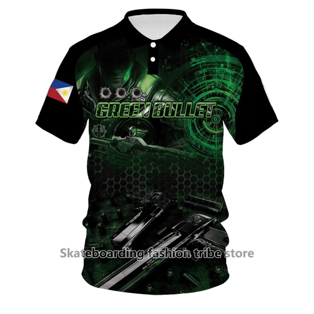 GREEN SHOOTING POLO SHIRT FULL SUBLIMATION 3D SUMMER SHORT SLEEVE ...