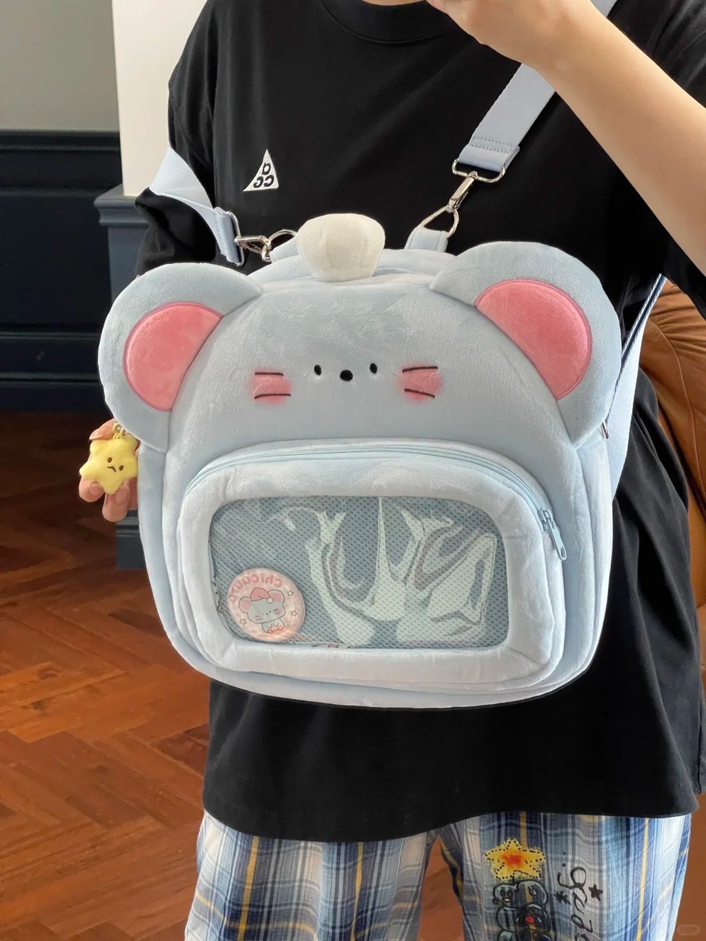 Soft Cute Cartoon Greedy Mouse Backpack Large Capacity Plush ...