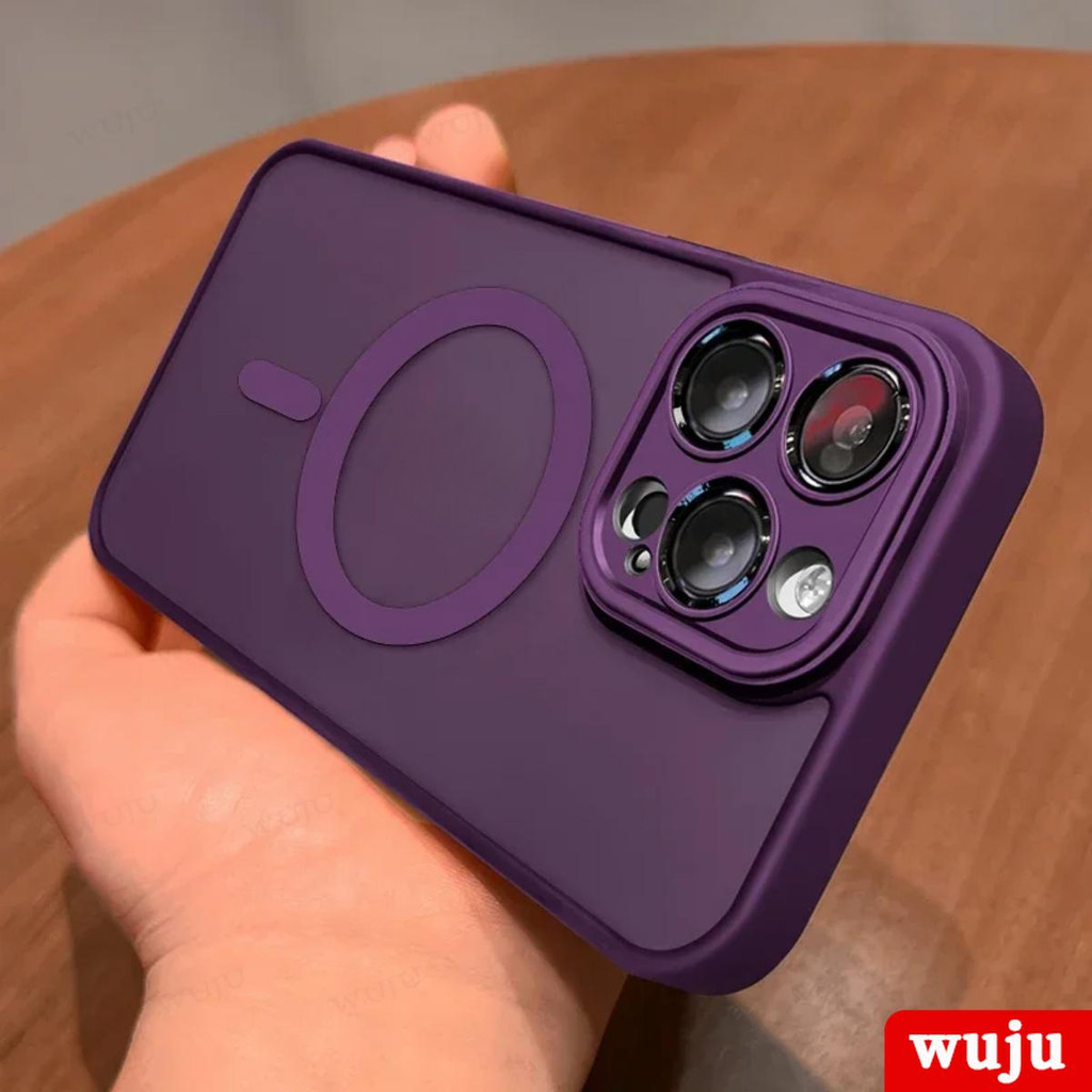 WUJU Luxury Matte Magnetic Wireless Charging Case Compatible For iPhone 16 15 14 13 12 11 Pro ...