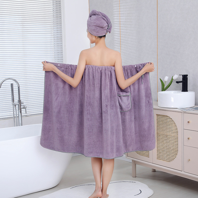 (Towel Set) Microfiber Hair Drying Towel and Wearable Bath Towels with ...