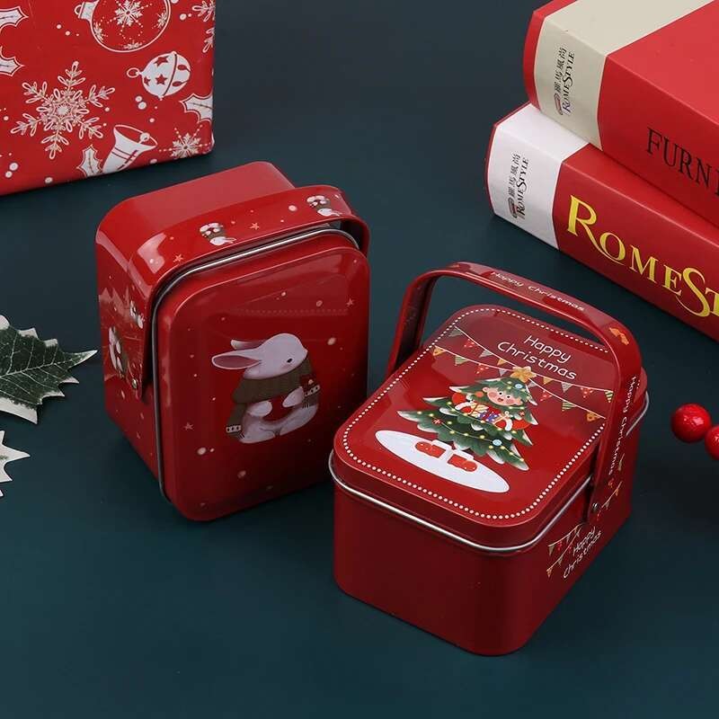 Christmas 2024 Tinplate Suitcase Candy Boxes With Handle Handheld ...