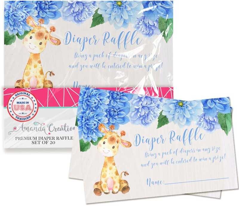 Amanda Creation Watercolor Dahlia ral Giraffe Diaper Raffle Tickets Boy ...