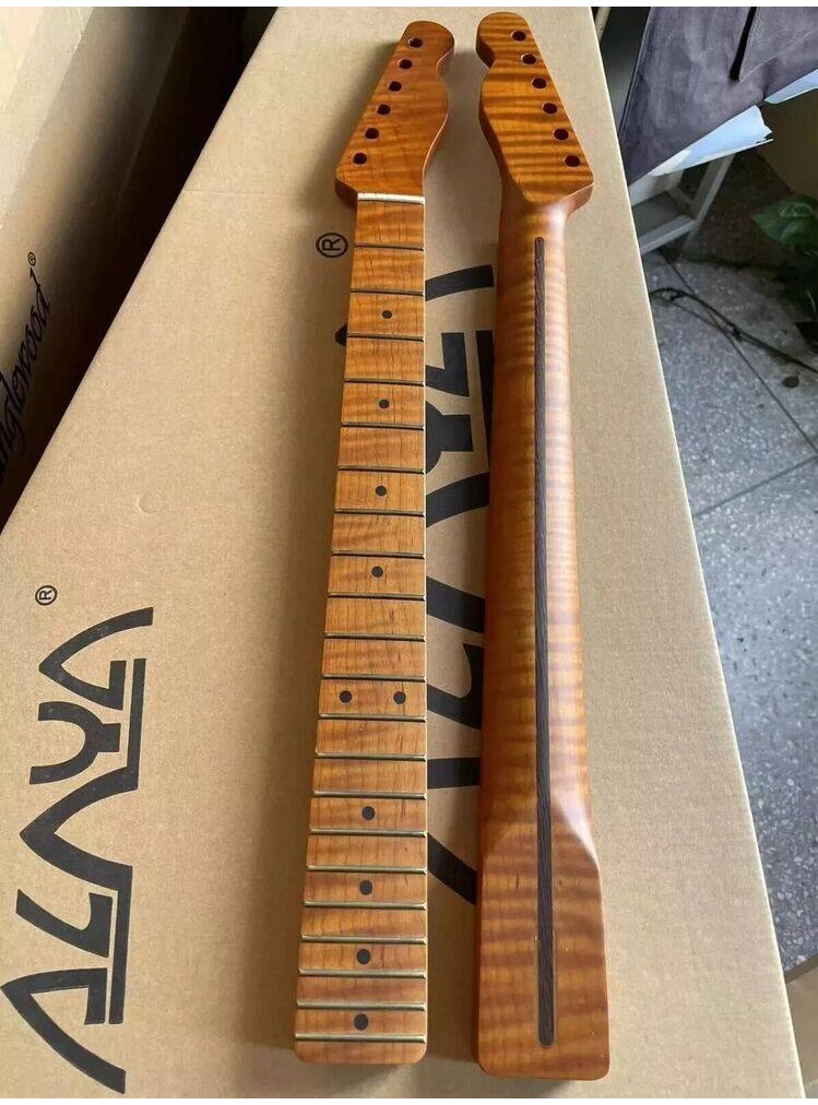 1 Piece 21 Fret Tiger Roasted Flame Maple Electric Guitar Neck for ...