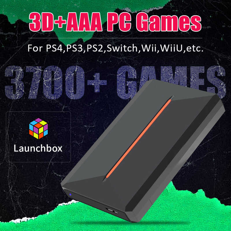 HDD Launchbox 500Gb OS Retro Gaming Console Ps4/Ps3/Ps2/Ps1/Wii/Wiiu/N64 With 3700+ 3D/Retro ...