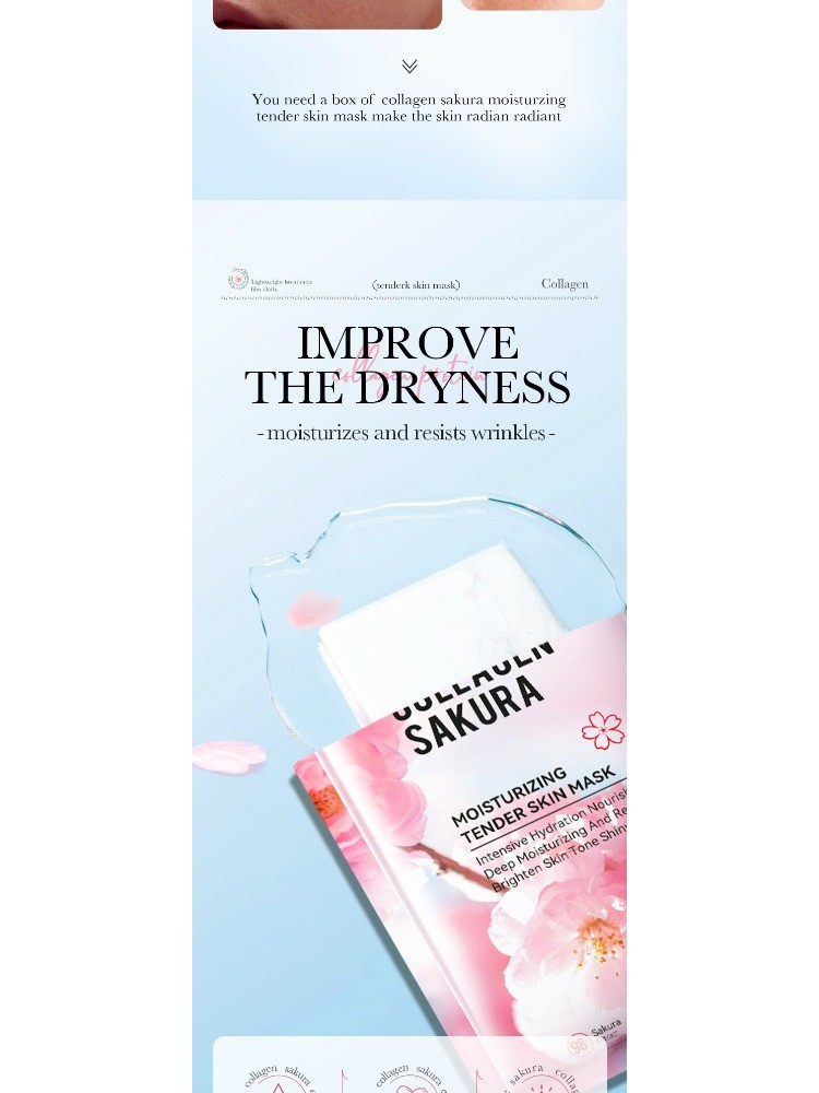 Cherry Blossom Fragrance Collagen Moisturizing Facial Mask Hand Cream ...