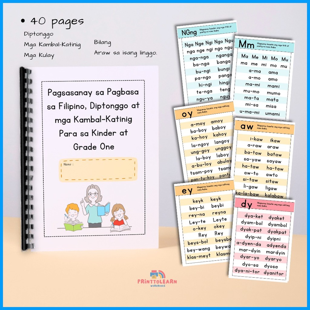Pagsasanay sa Pagbasa sa Filipino, Diptonggo at ng mga Kambal-Katinig ...