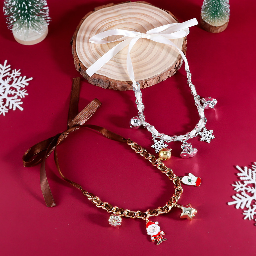 YX Fashion Christmas Gift Snowflake Santa Claus Pendant Lock Bone Chain ...