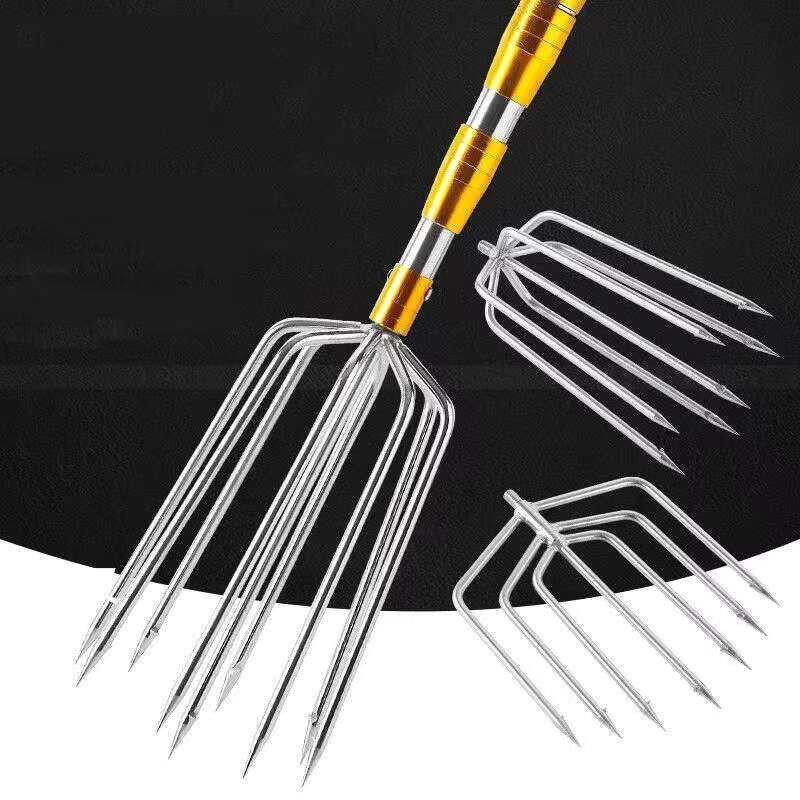 ess Steel Harpoon Head Telescopic Rod Fork Old-Fashioned Fish Tool ...