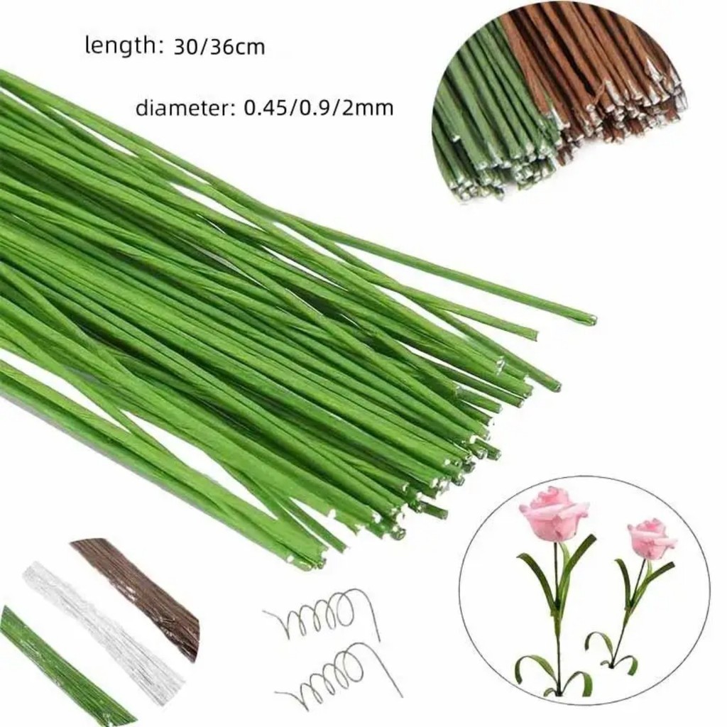 50pcs Artificial Flowers Rod Stem Twigs Iron Wire Home Wedding ...