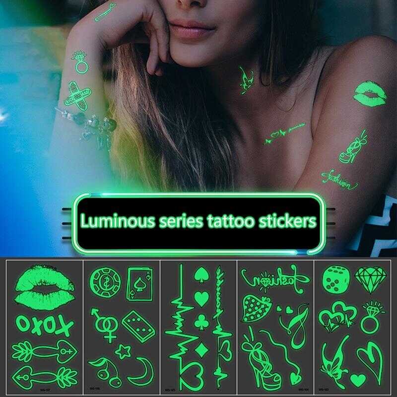 Fluorescent Sticker Temporary Waterproof Skin Tattoos Stickers for Arm ...