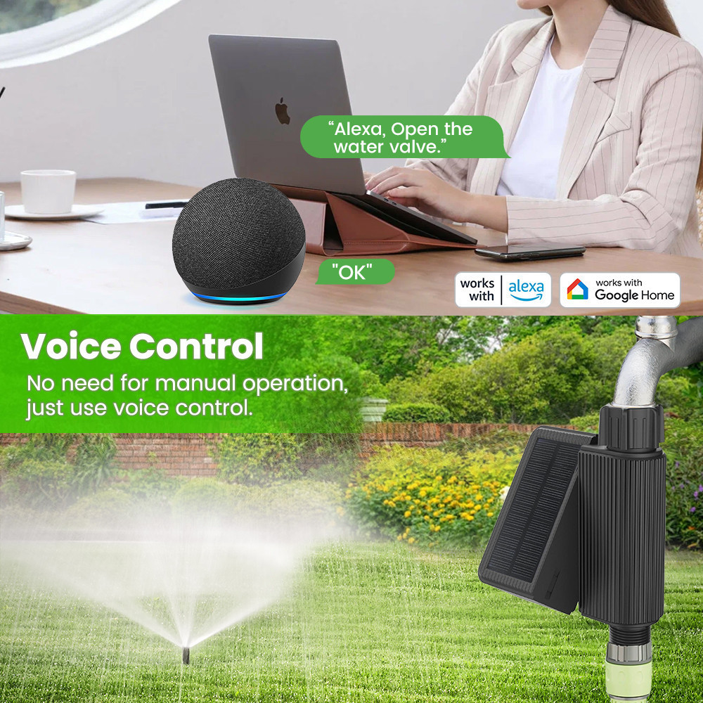 SMATRUL Tuya Solar Smart WiFi Bluetooth Water Timer 2.4G Hose Faucet Timer with App Control No ...