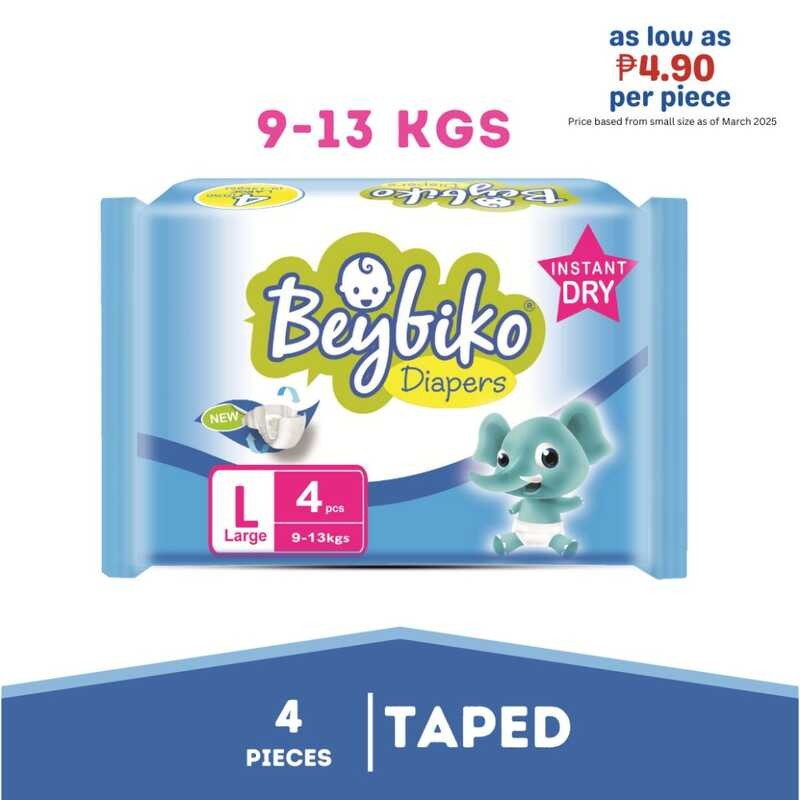 Beybiko Diapers Large (9-13 Kg) - 4 Pcs Travel Pack Taped 708 | Shopee ...