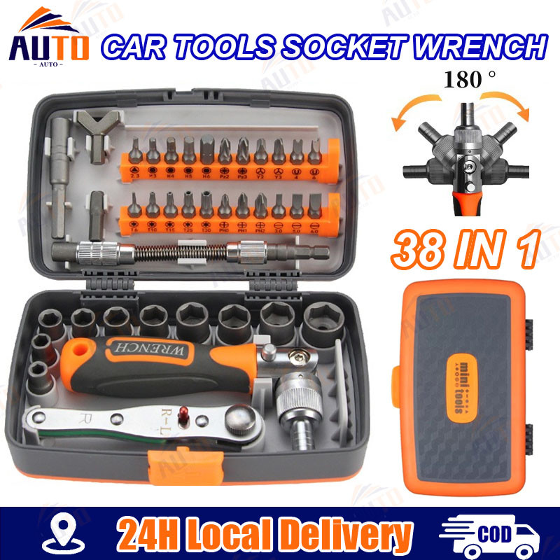 38-in-1 Ratcheting Screwdriver Set, Socket Magnetic Screwdriver Bit Set ...