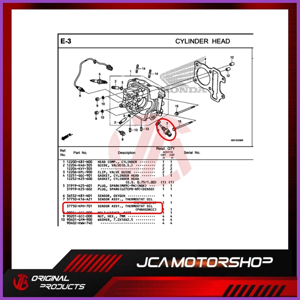 ∣ ORIGINAL HONDA TEMPERATURE OIL SENSOR (THERMOSTAT) FOR BEAT FI V1/V2 ...