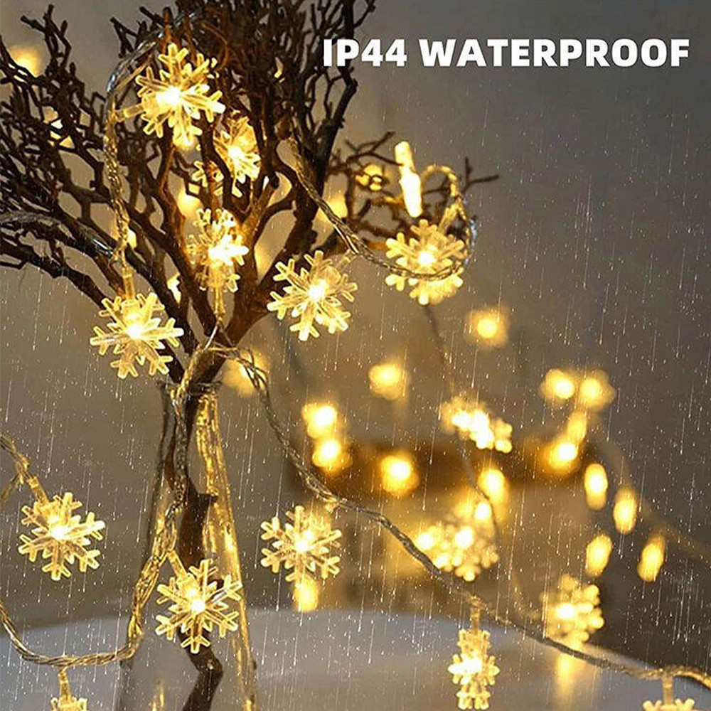 Solar Christmas Lights Snowflake String Lights 8 Modes Party Decoration ...