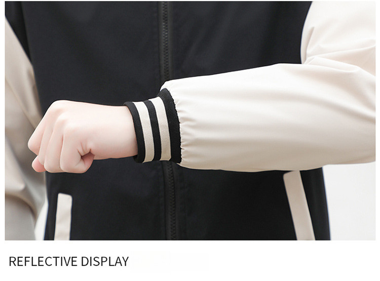 Men's Jacket Long Sleeve Dacron Zipper Ins Casual Loose Contrast Color ...