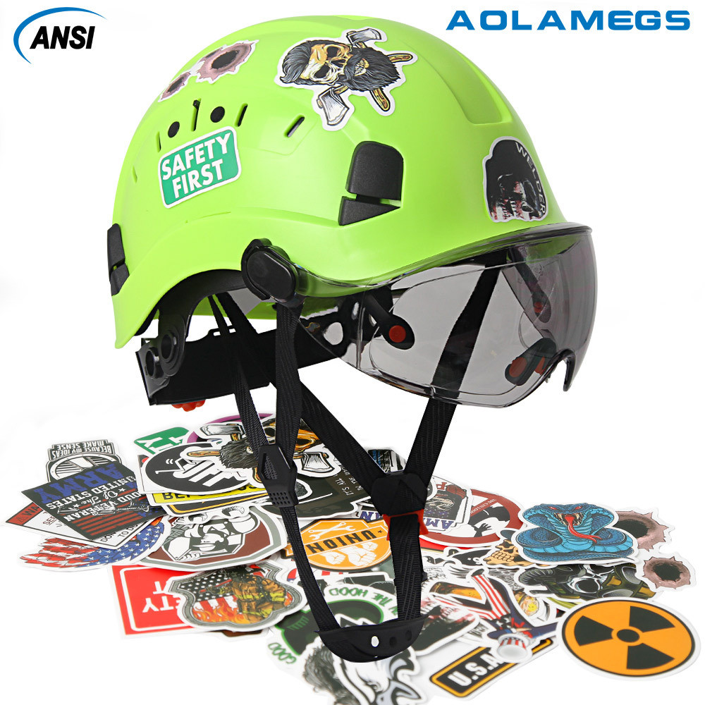 Safety Helmet With Double Visor Goggles Cartoon Stickers For Engineer ...