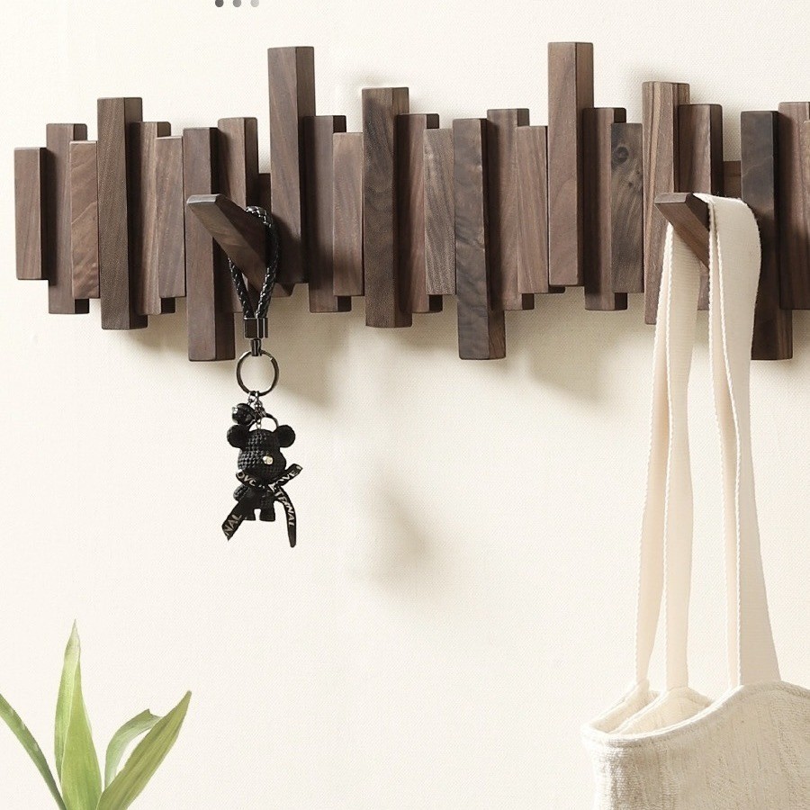 Yo-Fun Solid Wood Piano-Key Coat Hanger Rustic Wooden Hanger Key Holder ...