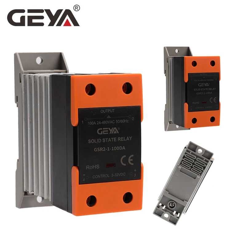 Gsr2-1 GEYA SSR 10A 25A 40A 60A 80A 100A 120A Din Rail Mounted Solid State Relay SSR Single ...