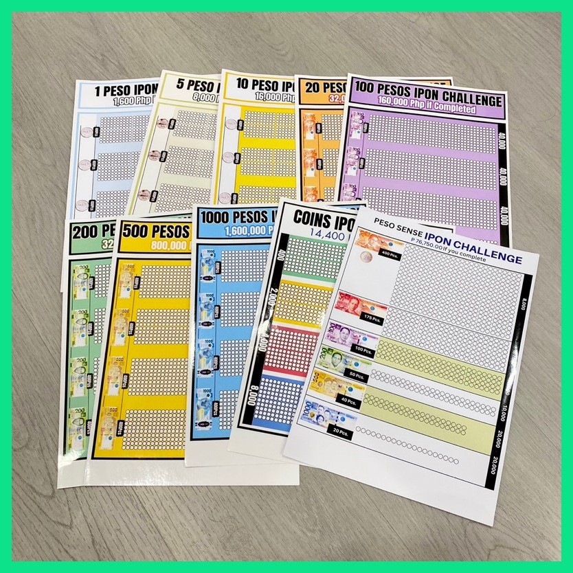 Ipon Chart Guide Sticker Label Peso Sense Ipon Challenge & 1 Bill ...
