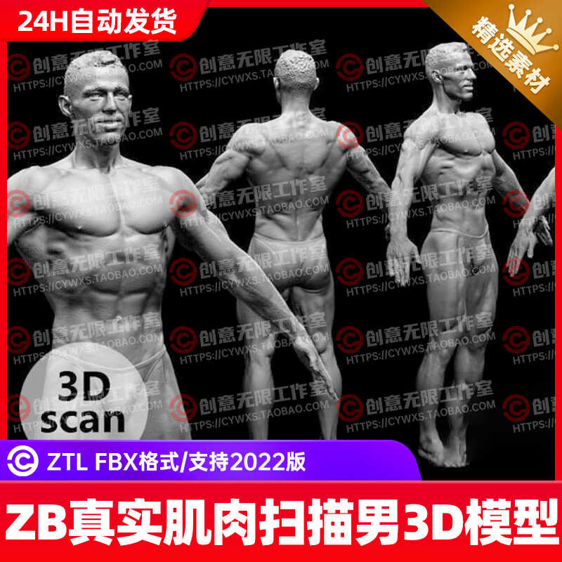 Zbrush realistic male muscle and abdominal muscle anatomy, full body 3D ...