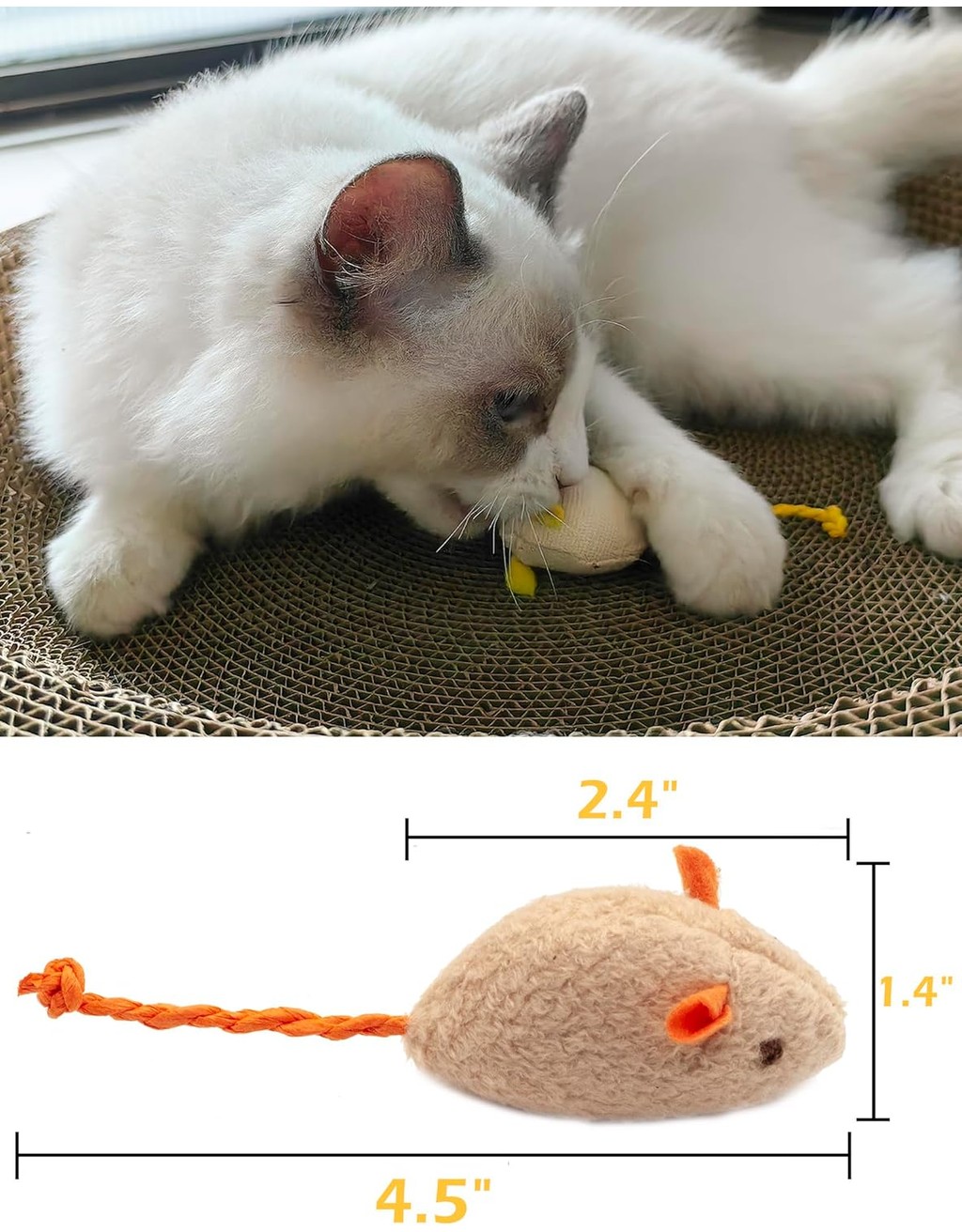 12pcs Rattle Cat Mouse Toys Also Prefilled Catnip Faux Fur Cat Mice ...