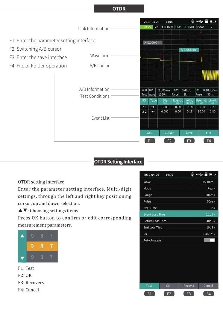 Fiber Reflectometer 980rev Pro Mini OTDR with 9 functions VFL OLS OPM ...
