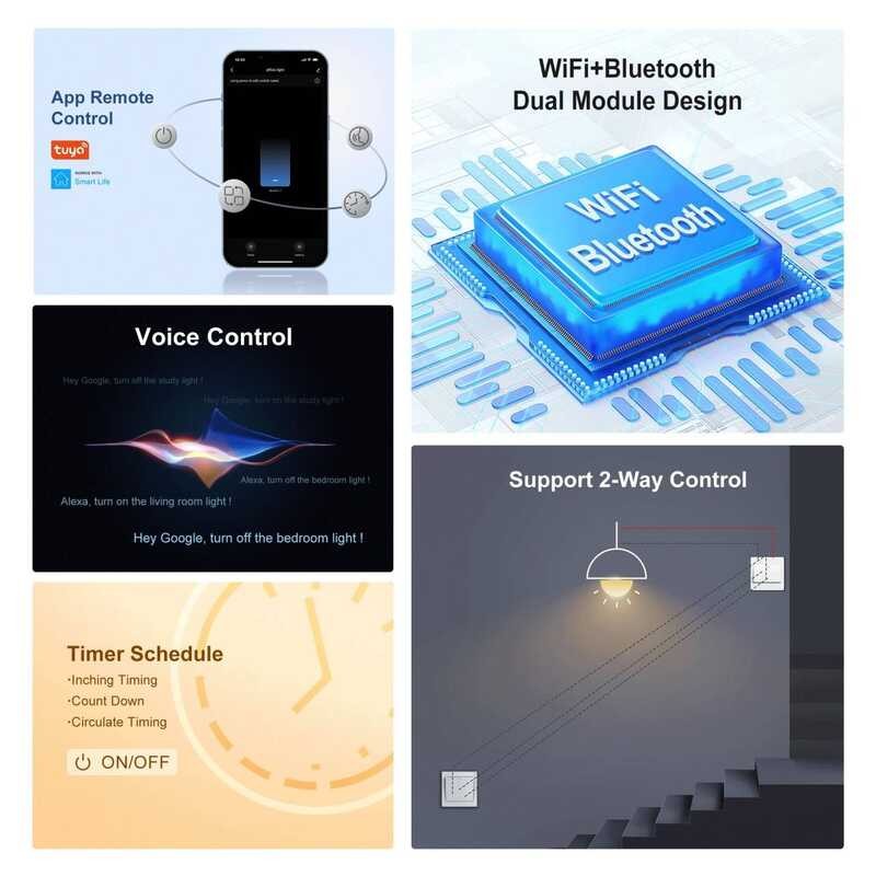 Tuya GIRIER Smart Wifi Light Switch Module 1 2 3 4 Gang Walang Neutral ...