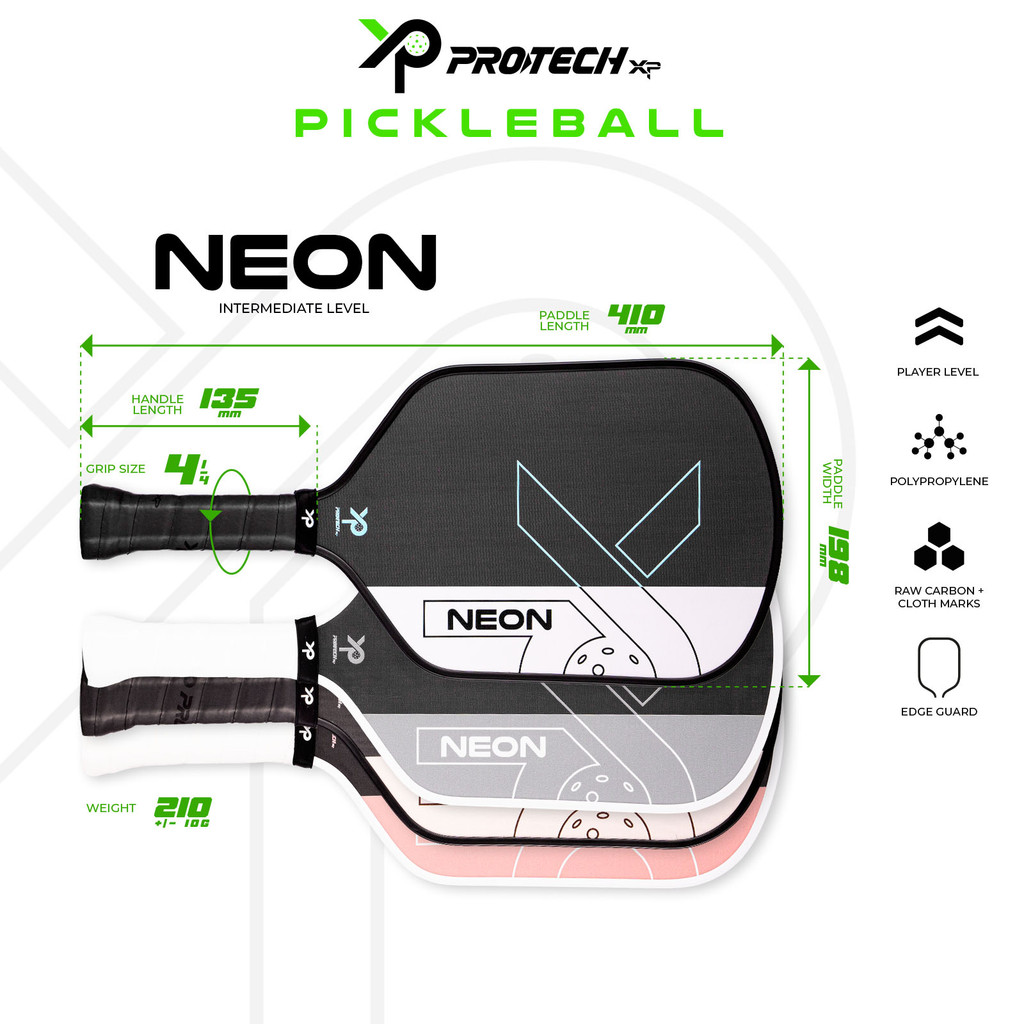 Protech XP NEON Series Pickleball Paddle 16mm (Intermediate Level)(1 ...
