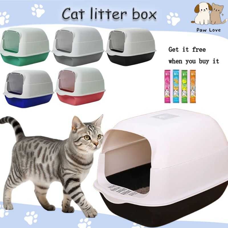Big Large Cat Litter Box With Cover Scoop Fully Enclosed Toilet Splash ...