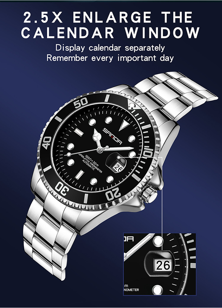 SANDA Successful Men's Sparkling Charm Automatic Mechanical Watch ...