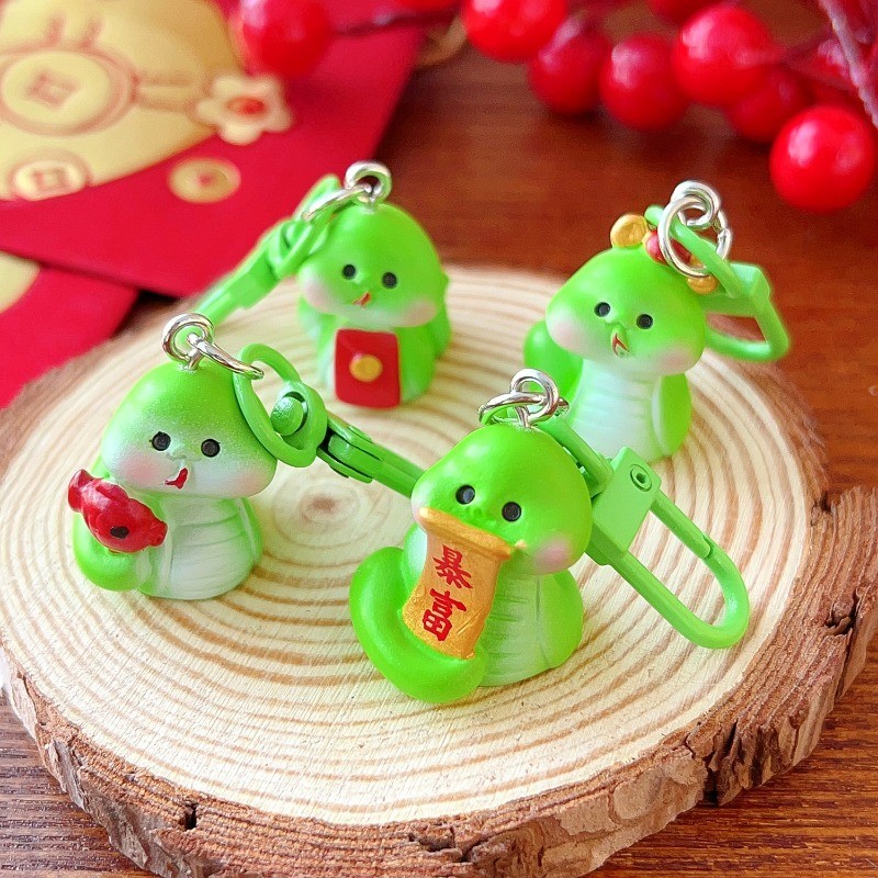 Cartoon Cute Zodiac Snake Doll Lucky Keychain Bag Charms Backpack ...
