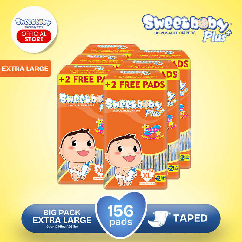 BIG SWEETBABY PLUS PACK TAPED XL 24+2 X 6 PAC - DISPOSABLE DIAPER ...