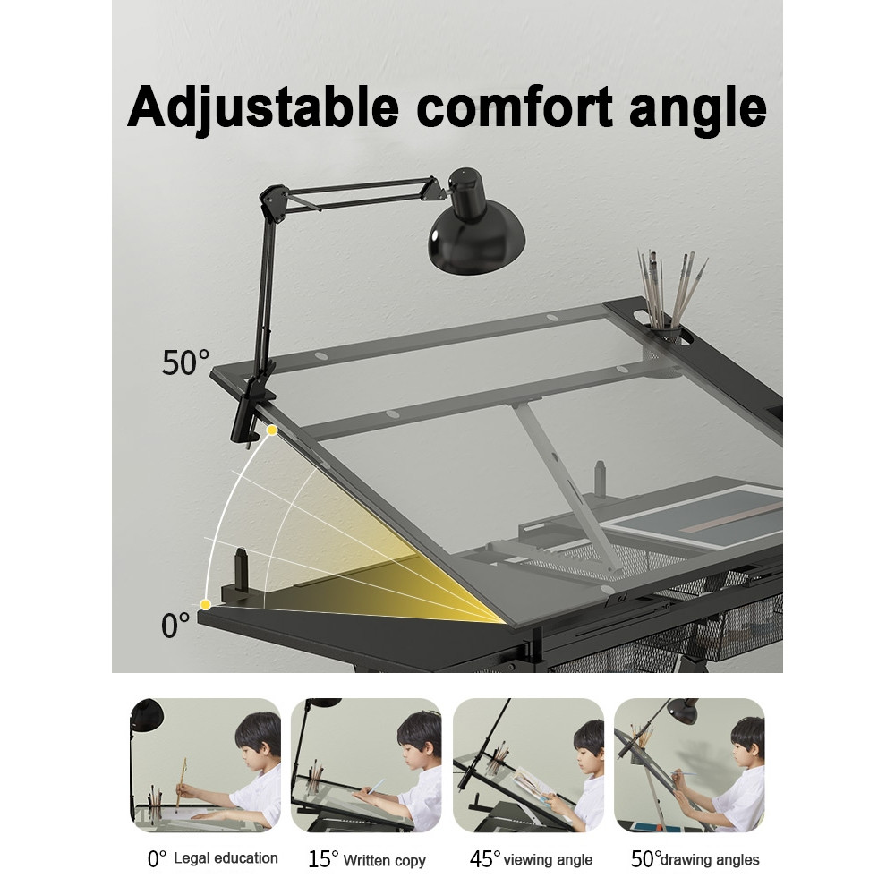 MC [COD] Drafting Glass Table Height Adjustable Drawing Table Extra ...