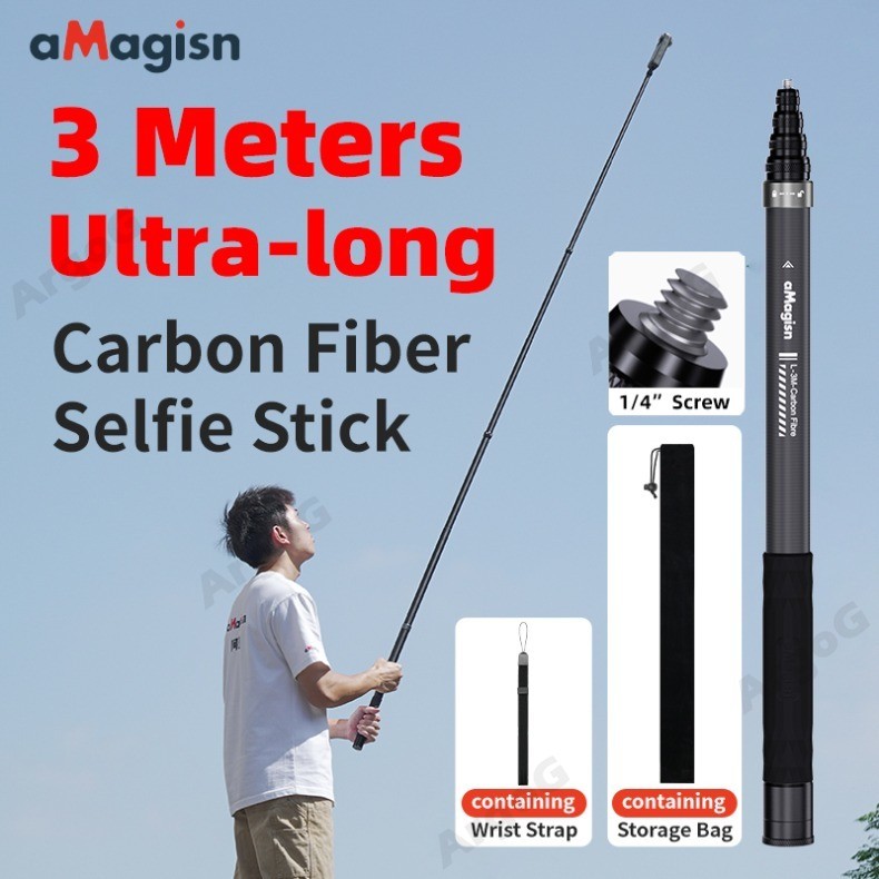 aMagisn 3M Ultra-Long Carbon Fiber Invisible Selfie Stick for Insta360 ...