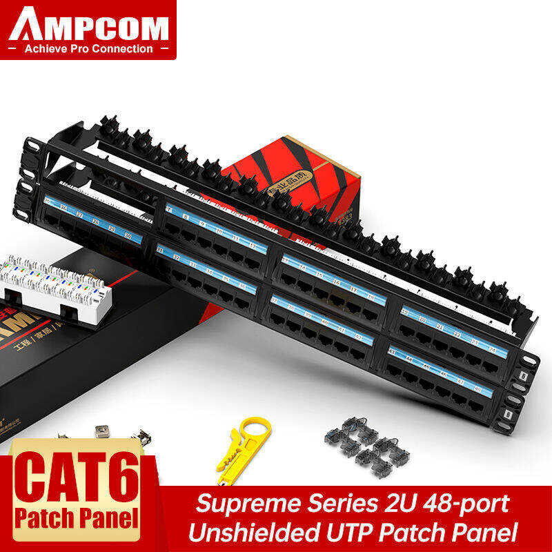 AMPCOM Aualized Version Cat5e/Cat6 24 Ports/48 Ports Patch Panel, Rack ...