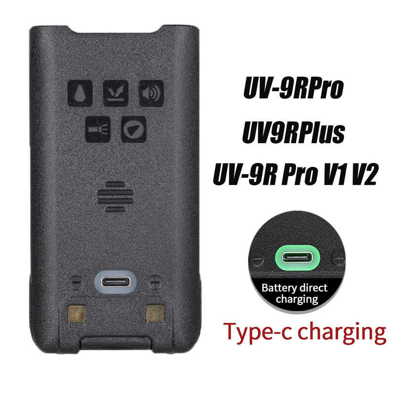Walkie Talkie V1 V2 Battery 7.4V Li-Ion Port Type-C Charge For Baofeng ...