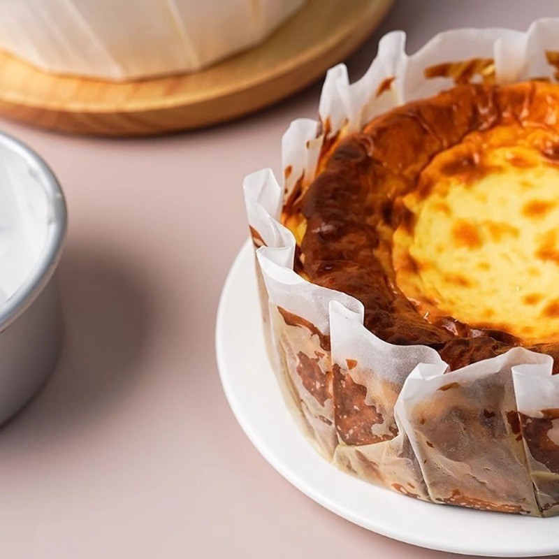 50pcs Basque Cheesecake Oil Paper Tray, 4/6 Inch with Ruffled Edges ...