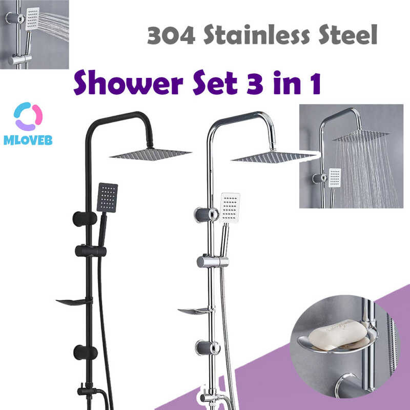 Square Shower Set 304 Stainless Steel Overheaded Rain Rainfall Head ...