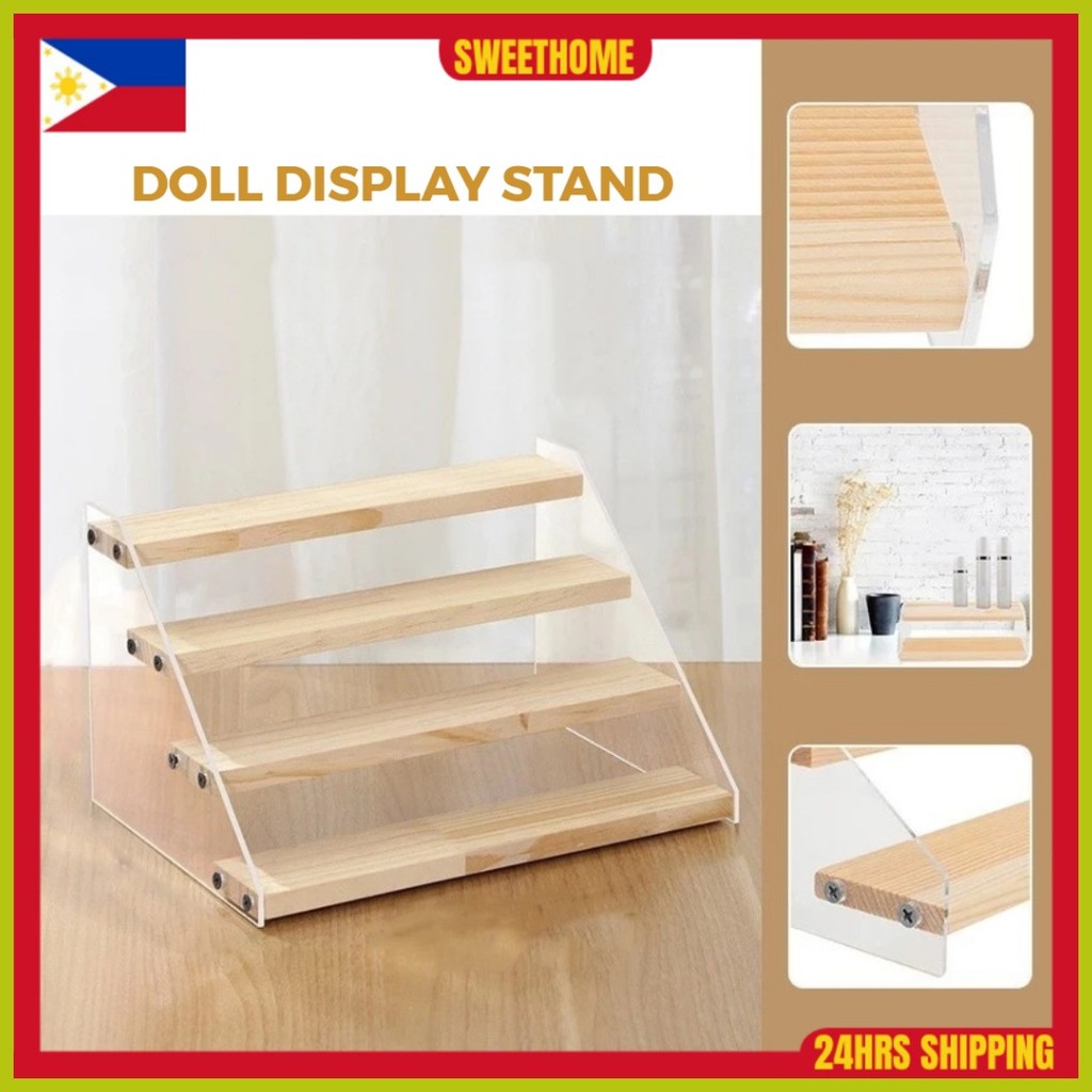 【COD】4/5 Tier Wooden Acrylic Display Stand Toy Cosmetics Showcase Anime ...