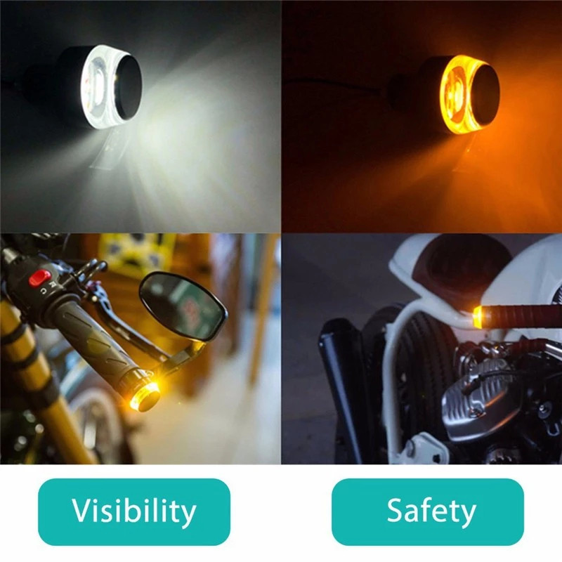 1pc/2pcs Motorcycle LED Handlebar End Turn Signal Light DC 12V White ...
