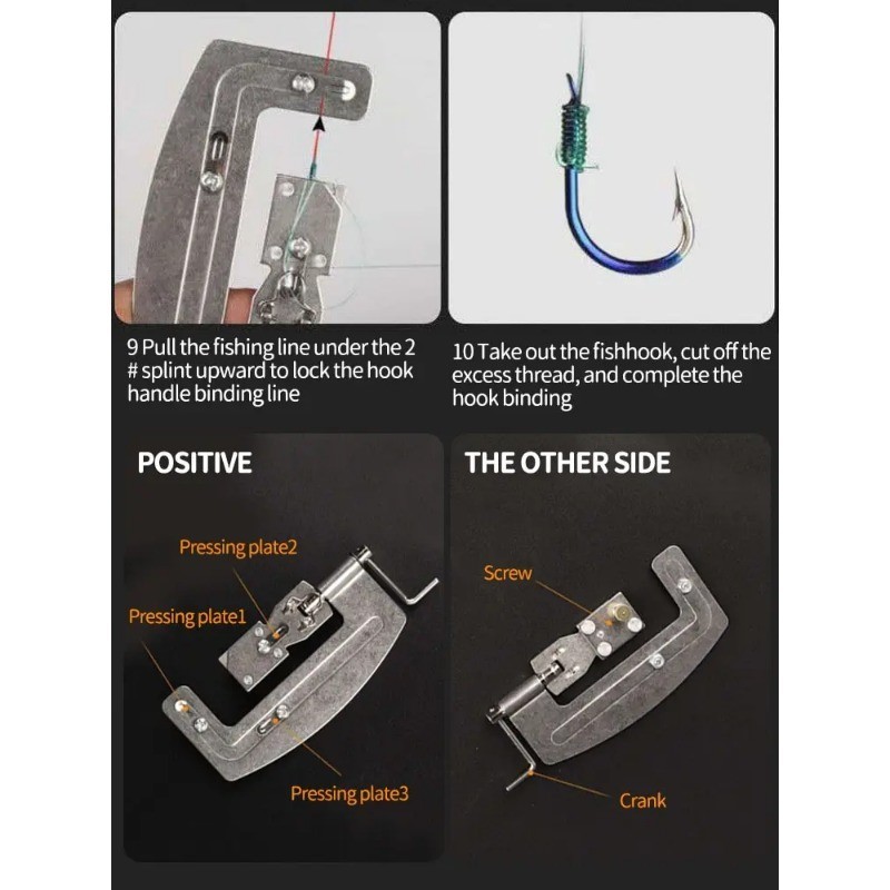 1Pc Quick Hook Tying Device Manual Stainless Steel Fishhook Tying ...