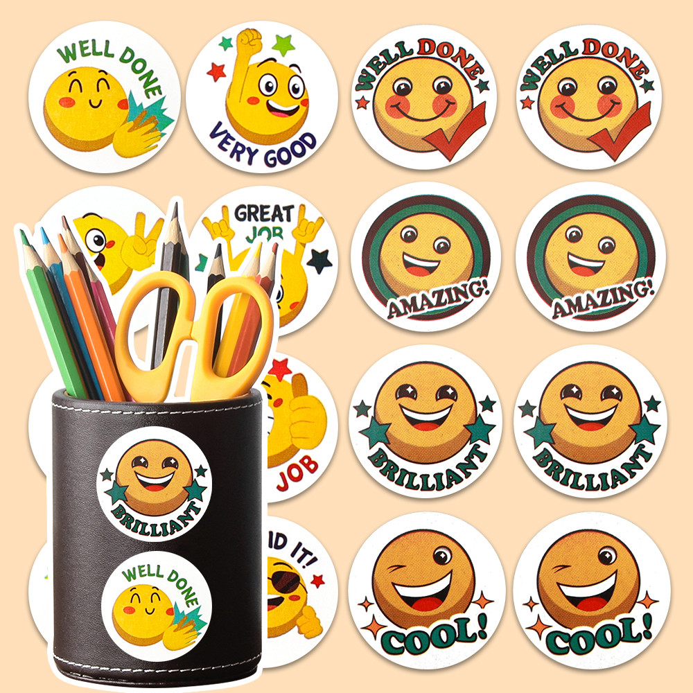 1000 Pcs Interesting Cartoon Smiley Face Emoji Reward Decal - DIY ...